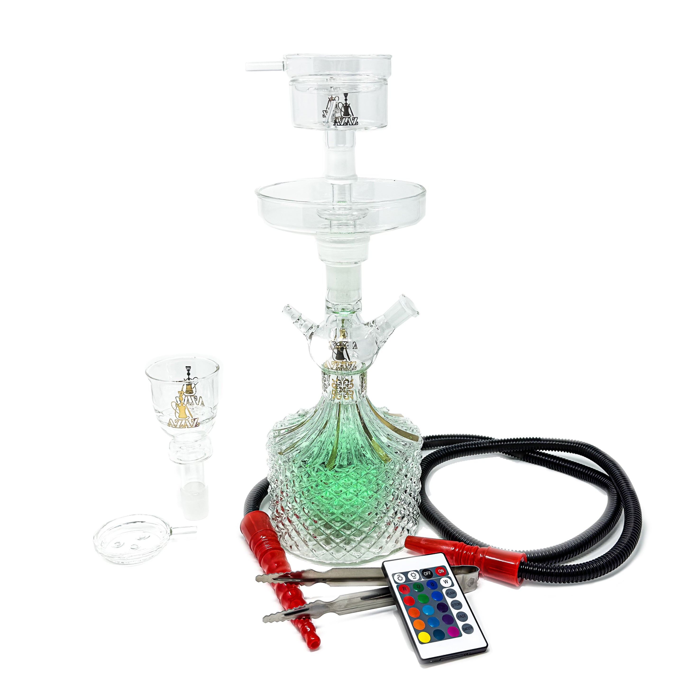 AZAZ Crystal Shisha Luxury Portable Glass Hookah Set with 2 Glass Bowl ...